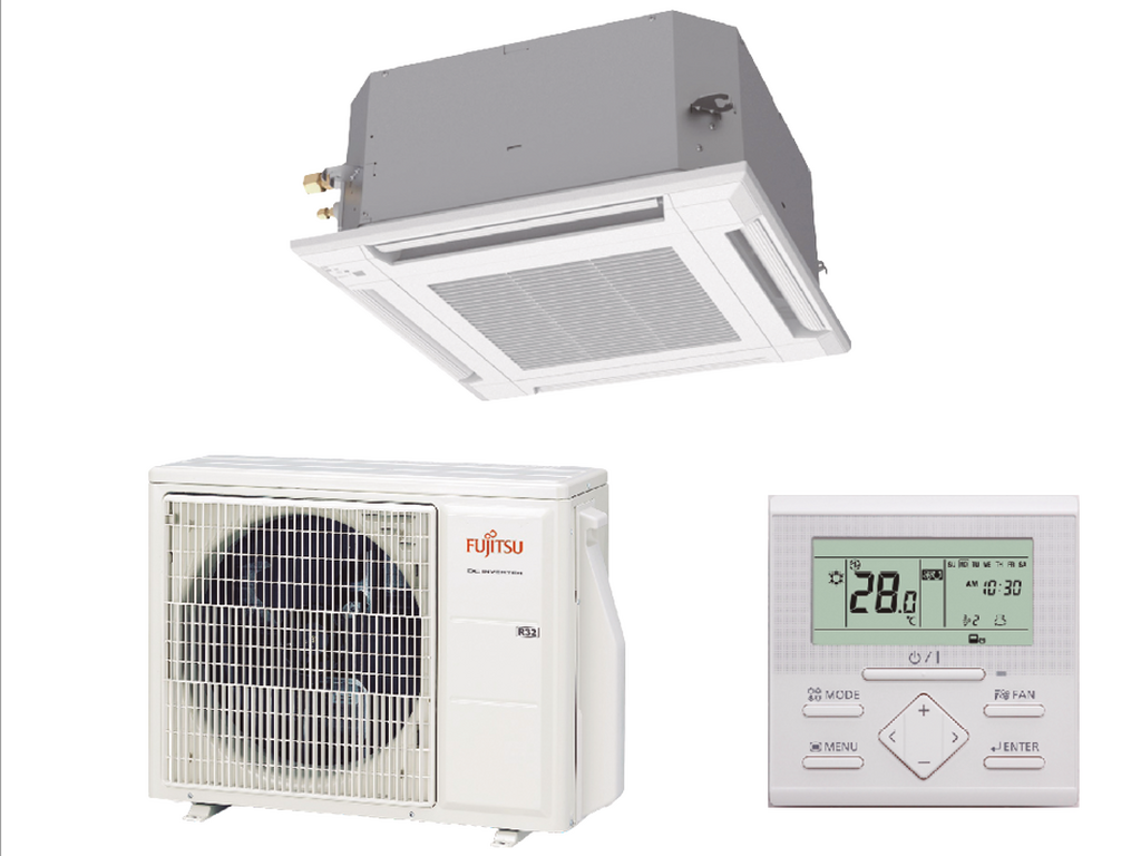 Set - Fujitsu cassette 3D Airflow monofásico AUY100-KA – Splitmania